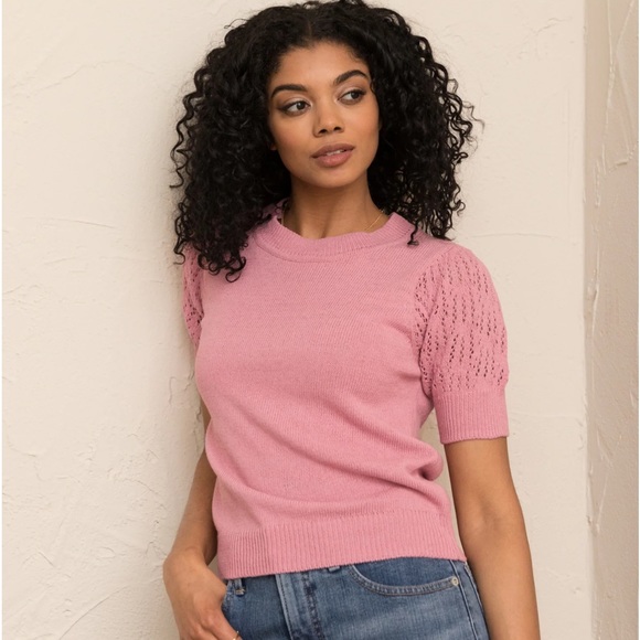 Able | Tops | Zira Lace Puff Pullover Sweater | Poshmark